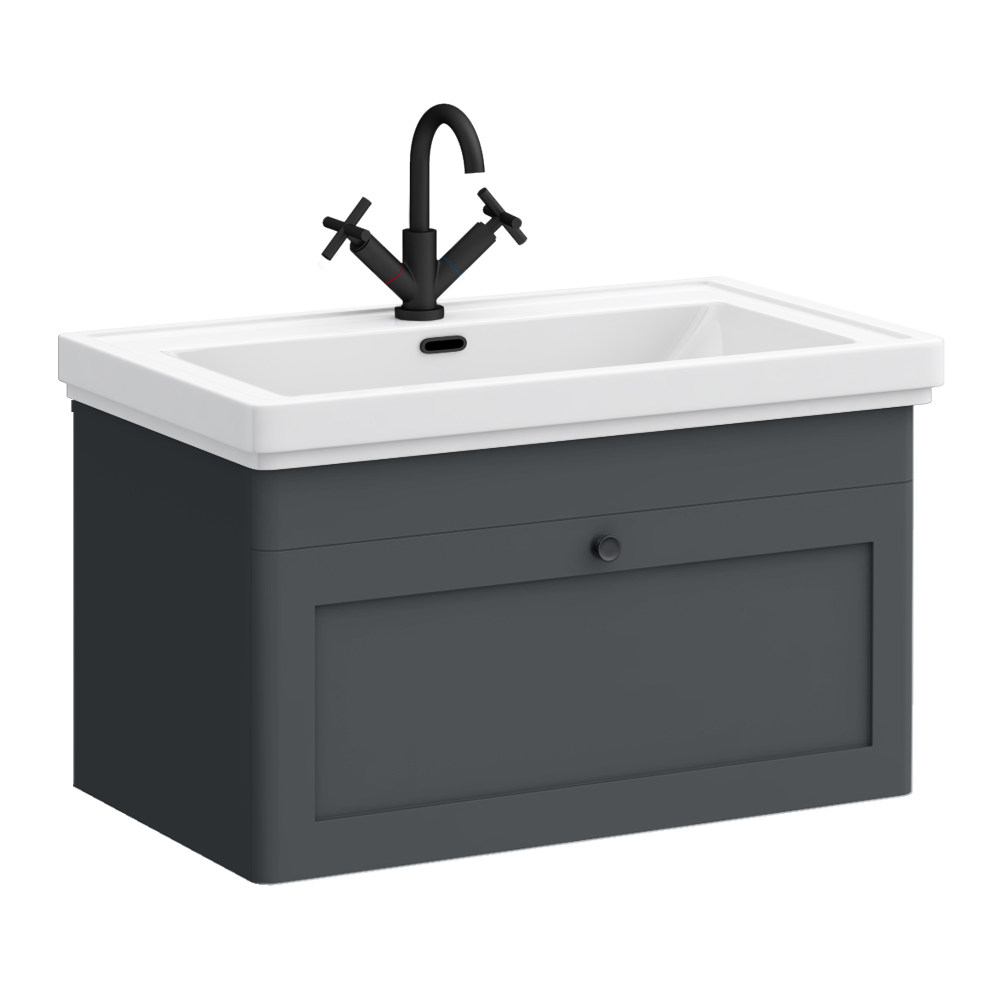Roxbury Traditional 800mm Satin Anthracite Vanity Unit - Wall Hung ...