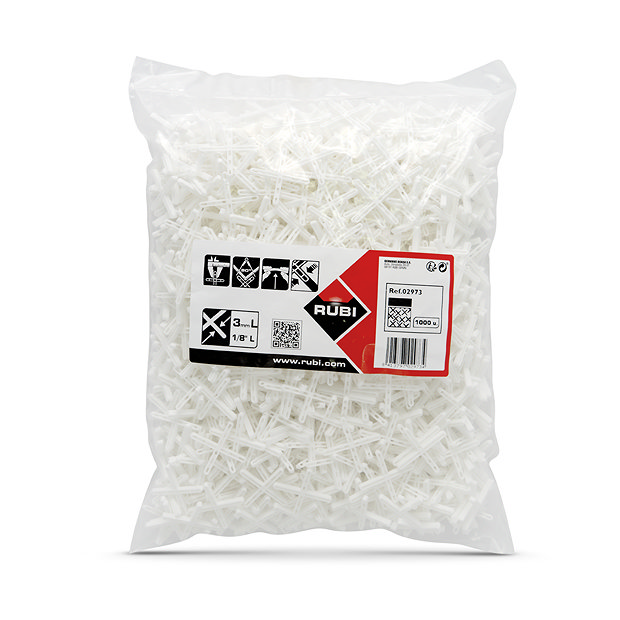 Rubi 3mm Reinforced Long Leg Tile Spacers (Pack of 1000) - 02973