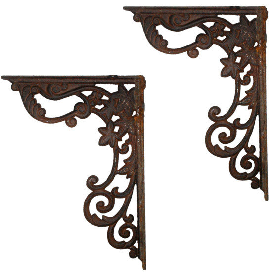 "Rusted" Cast Iron Decorative Shelf Brackets at Victorian Plumbing UK