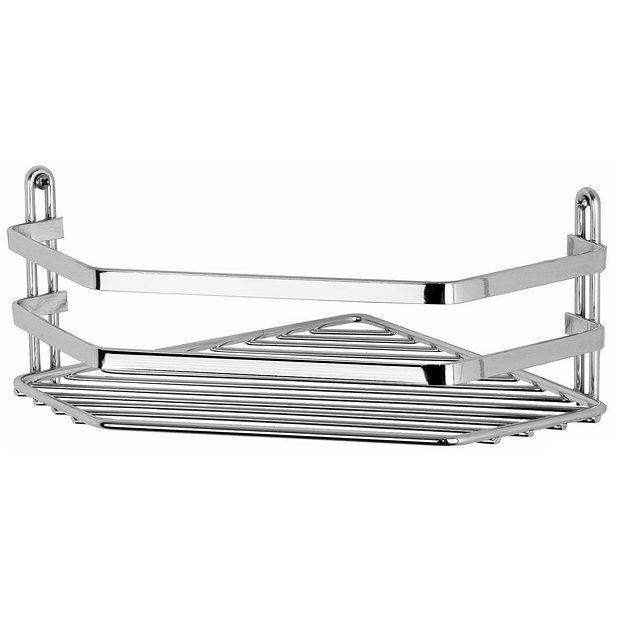 Satina Single Corner Storage Basket - Chrome at Victorian Plumbing UK