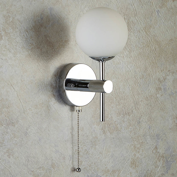 Searchlight Global Chrome Wall Light with Opal Glass Shade - 4337-1-LED