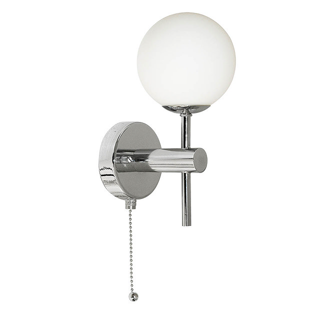 Searchlight Global Chrome Wall Light with Opal Glass Shade - 4337-1-LED