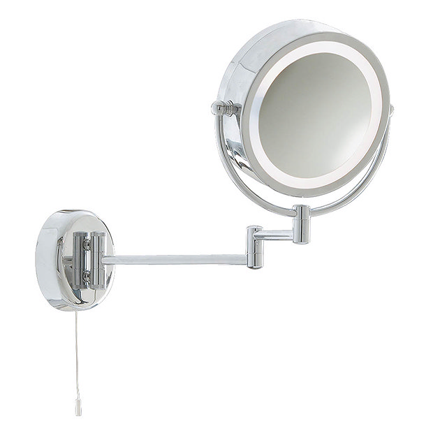 Searchlight IP44 Illuminated Chrome Bathroom Mirror with Adjustable Arm ...