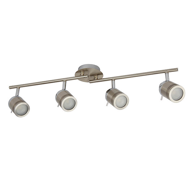 Searchlight Samson Satin Silver 4 Light LED Split-Bar Spotlights - 6604SS