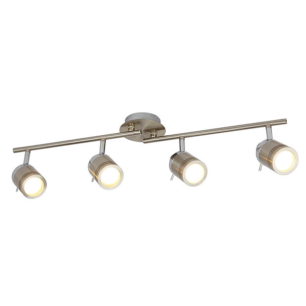 Searchlight Samson Satin Silver 4 Light LED Split-Bar Spotlights - 6604SS