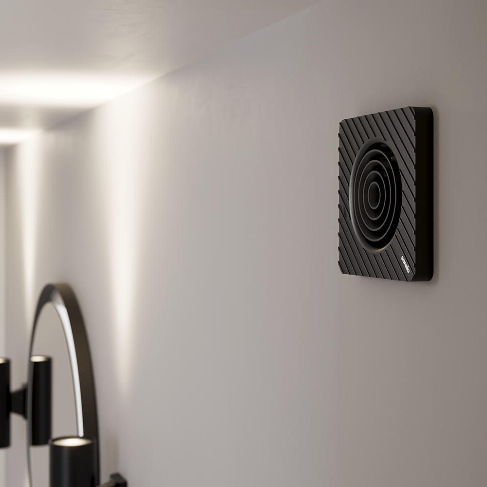 Sensio Drax Black Bathroom Ventilation Fan with Humidistat