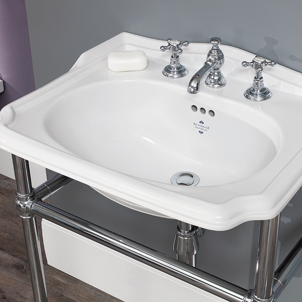 Silverdale Balasani 600mm Wide Basin With Chrome Stand | Online Now