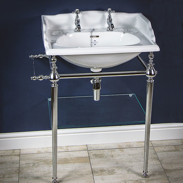 Silverdale Victorian 635mm Wide Basin With Chrome Stand | Online Now