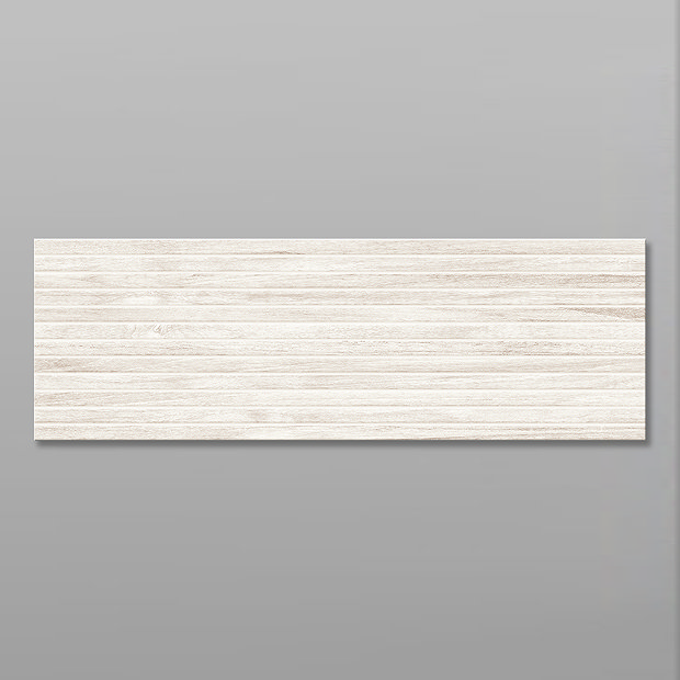 Solano White Wood Effect Large Format Wall Tiles - 330 x 1000mm