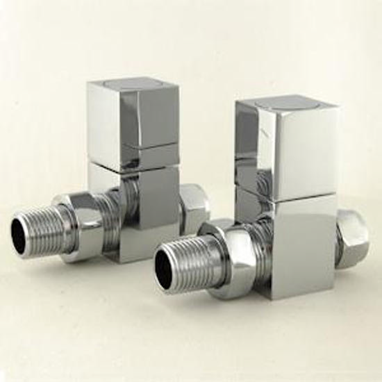 Square Design Straight Radiator Valves - Set of 2 at Victorian Plumbing UK