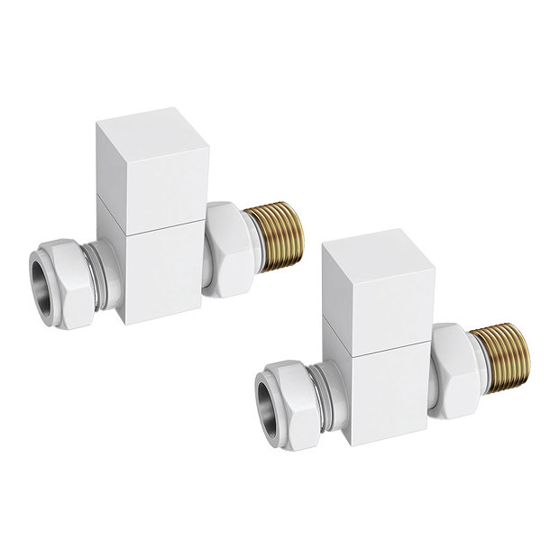 Square White Straight Radiator Valves | Victorian Plumbing UK