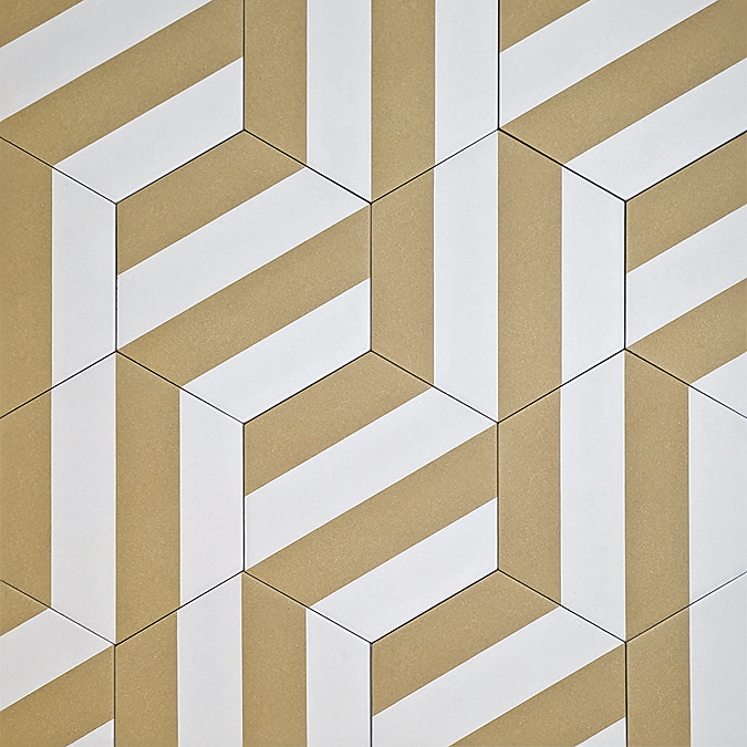 Stonehouse Studio Amalfi Saffron Striped Hexagon Wall & Floor Tiles ...
