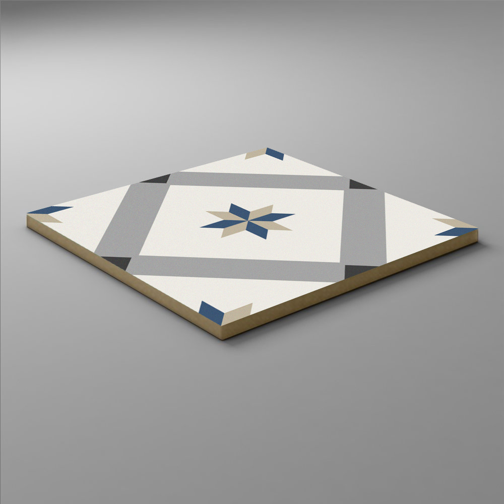 Stonehouse Studio Bakewell Navy Patterned Wall and Floor Tiles - 225 x ...