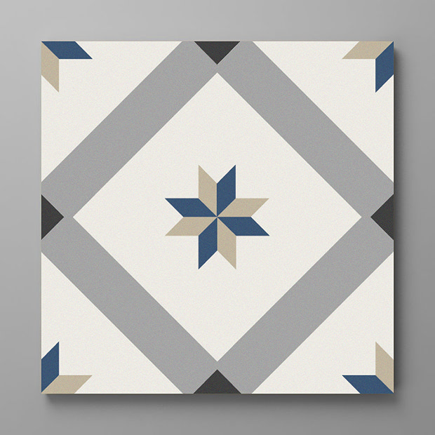 Stonehouse Studio Bakewell Navy Patterned Wall and Floor Tiles - 225 x ...