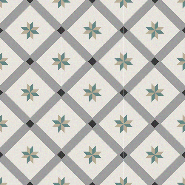 Stonehouse Studio Bakewell Teal Patterned Wall and Floor Tiles - 225 x ...