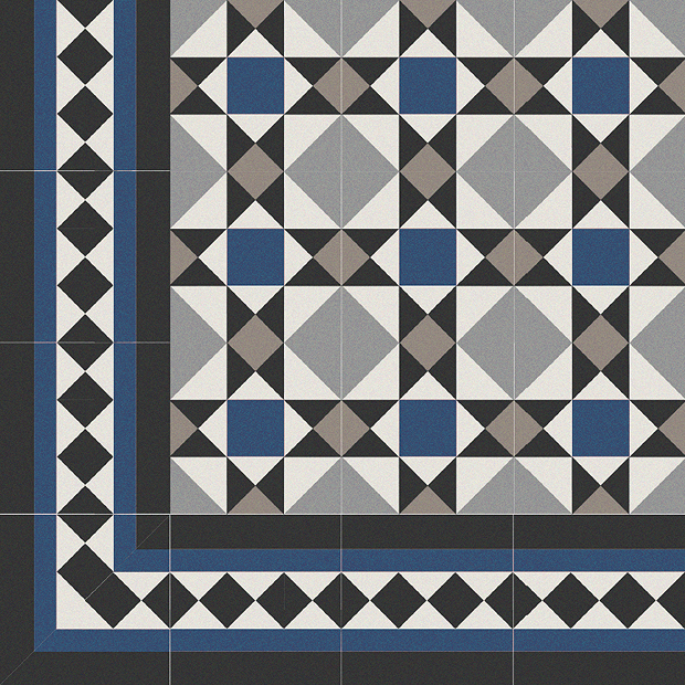 Stonehouse Studio Buxton Navy Border Patterned Wall and Floor Tiles ...