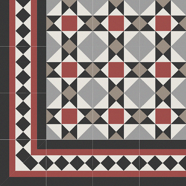 Stonehouse Studio Buxton Terracotta Border Patterned Wall and Floor ...