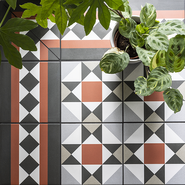 Stonehouse Studio Buxton Terracotta Patterned Wall and Floor Tiles ...