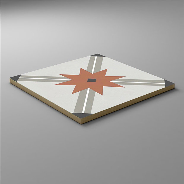 Stonehouse Studio Celeste Brick Red Encaustic Effect Tiles - 225 x 225mm