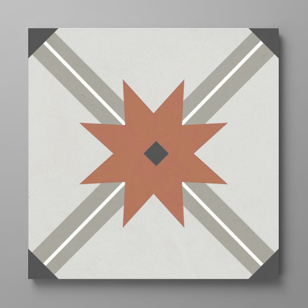 Stonehouse Studio Celeste Brick Red Encaustic Effect Tiles - 225 x 225mm