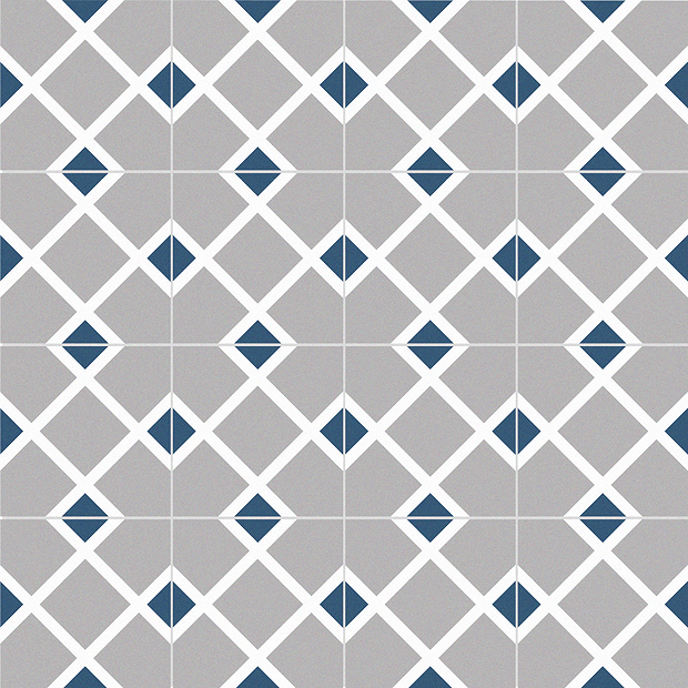Stonehouse Studio Connaught Indigo Patterned Wall and Floor Tiles - 225 ...