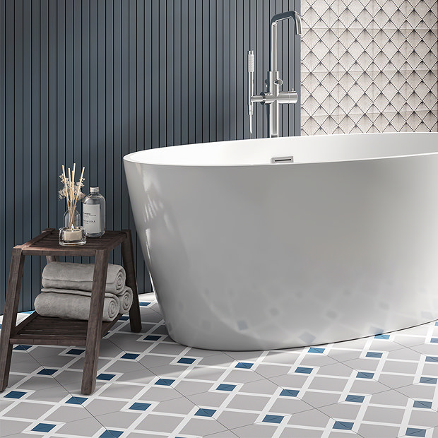 Stonehouse Studio Connaught Indigo Patterned Wall and Floor Tiles - 225 ...