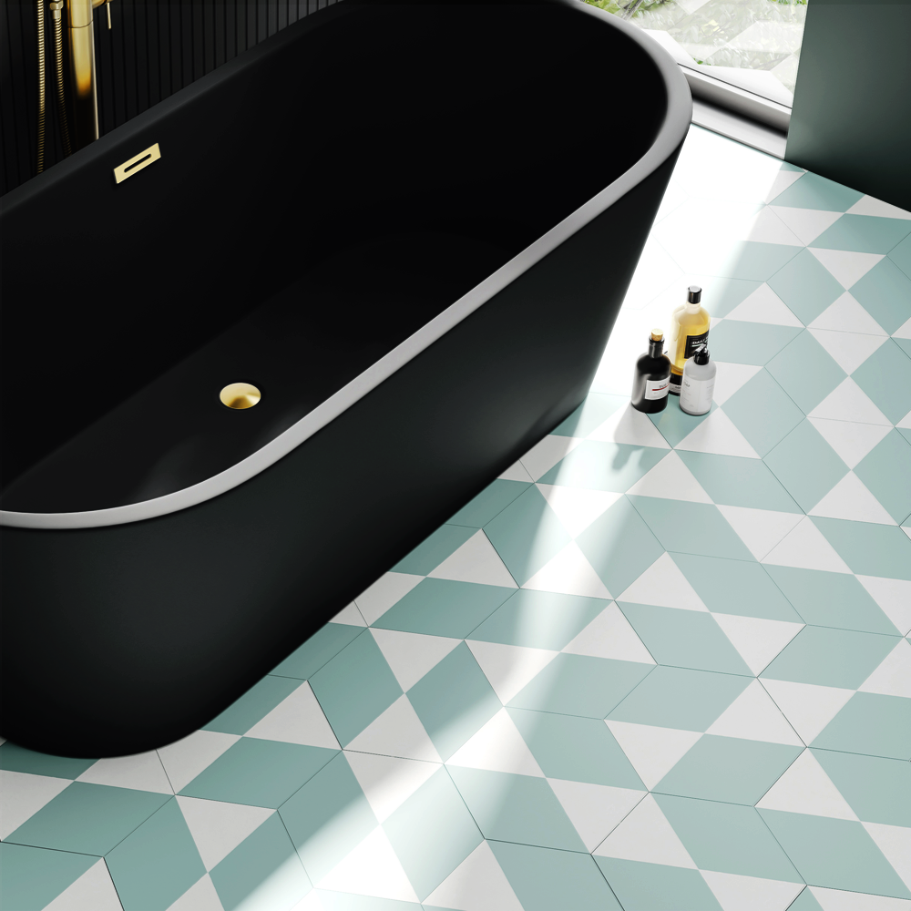 Stonehouse Studio Fiesta Hexagon Aqua Wall and Floor Tiles - 225 x 259mm