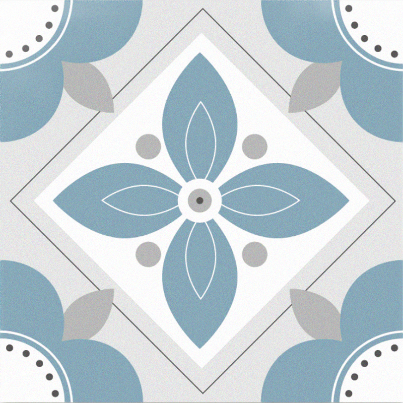 Stonehouse Studio Fleur Aqua Patterned Wall and Floor Tiles - 225 x 225mm