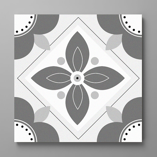 Stonehouse Studio Fleur Charcoal Patterned Wall and Floor Tiles - 225 x ...