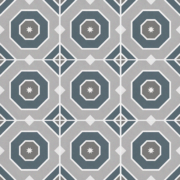 Stonehouse Studio Greenwich Navy Patterned Wall and Floor Tiles - 225 x ...