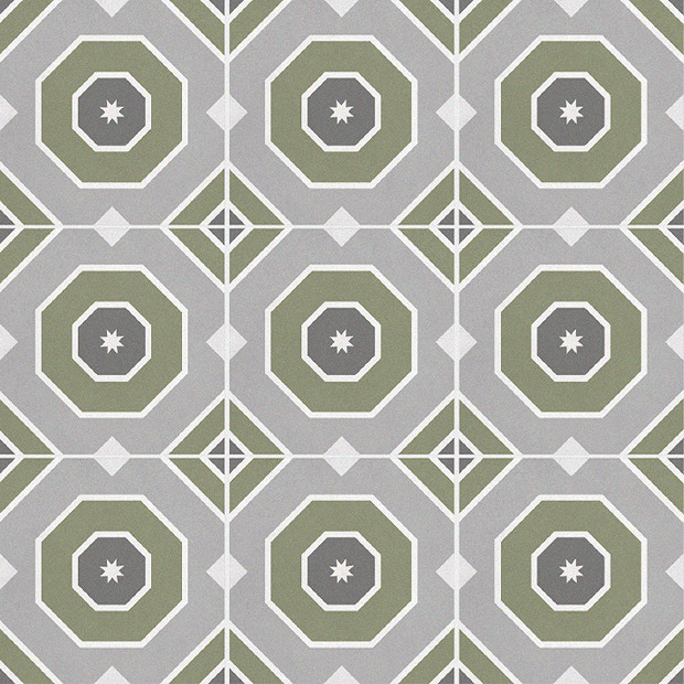Stonehouse Studio Greenwich Olive Patterned Wall and Floor Tiles - 225 ...