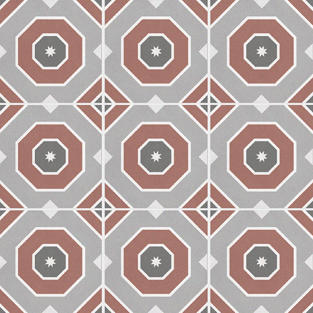 Stonehouse Studio Greenwich Terracotta Patterned Wall and Floor Tiles ...
