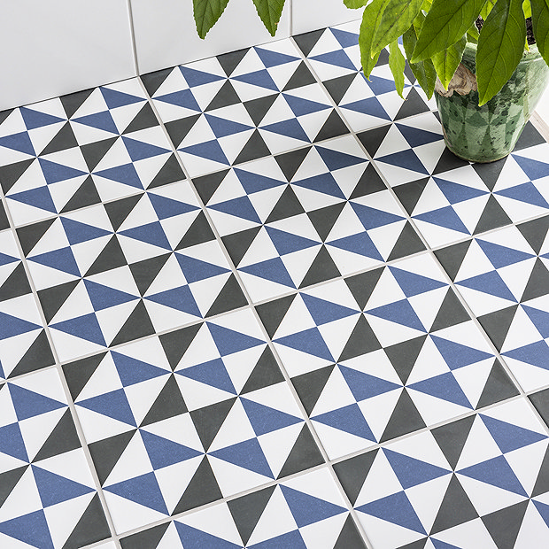 Stonehouse Studio Matlock Indigo Navy Patterned Wall and Floor Tiles ...