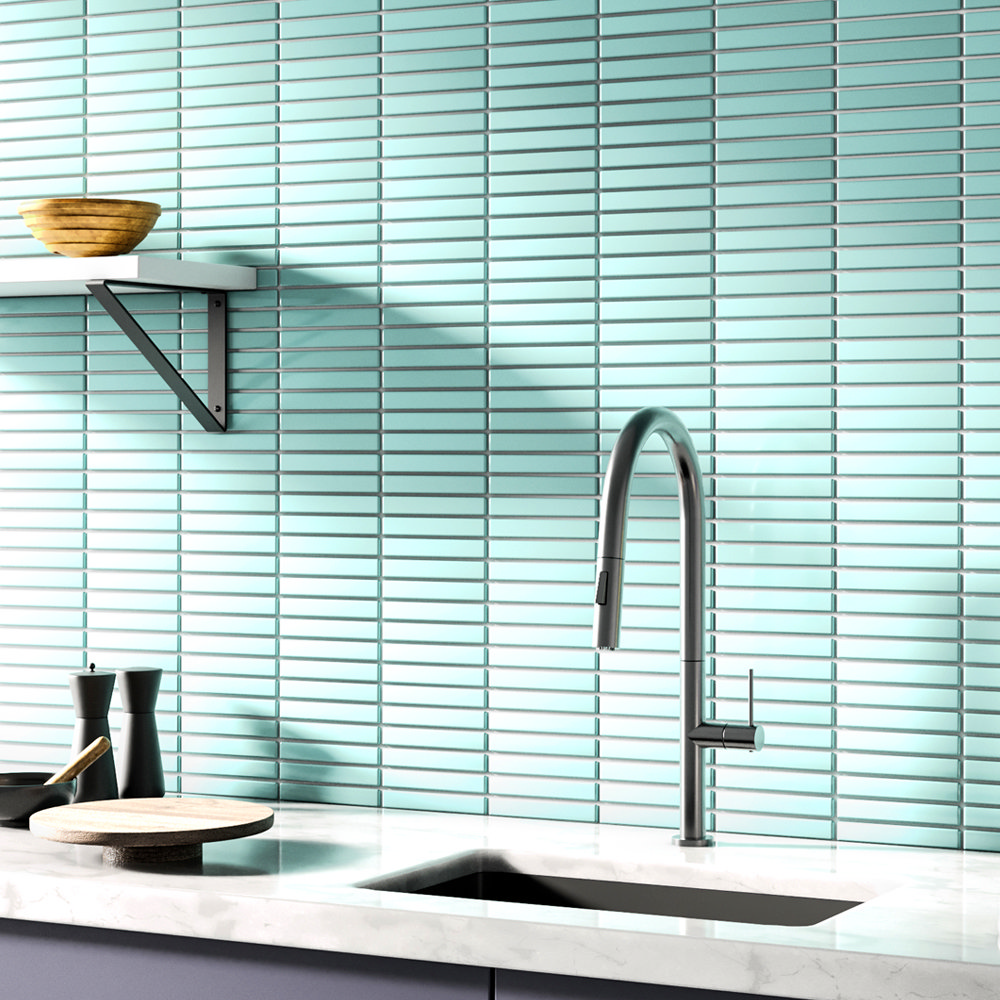 Stonehouse Studio Otsu Kit-Kat Mosaic Tile Sheet Gloss Light Teal - 295 ...