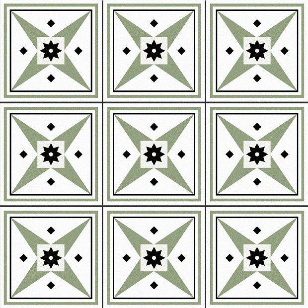 Stonehouse Studio Prague Moss Patterned Wall and Floor Tiles - 225 x 225mm