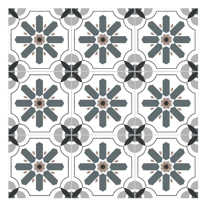 Stonehouse Studio Santana Charcoal Encaustic Effect Tiles - 225 x 225mm