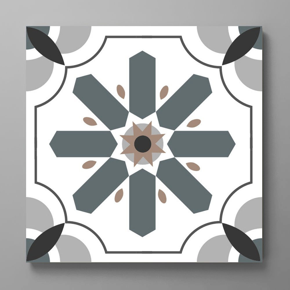 Stonehouse Studio Santana Charcoal Encaustic Effect Tiles - 225 x 225mm