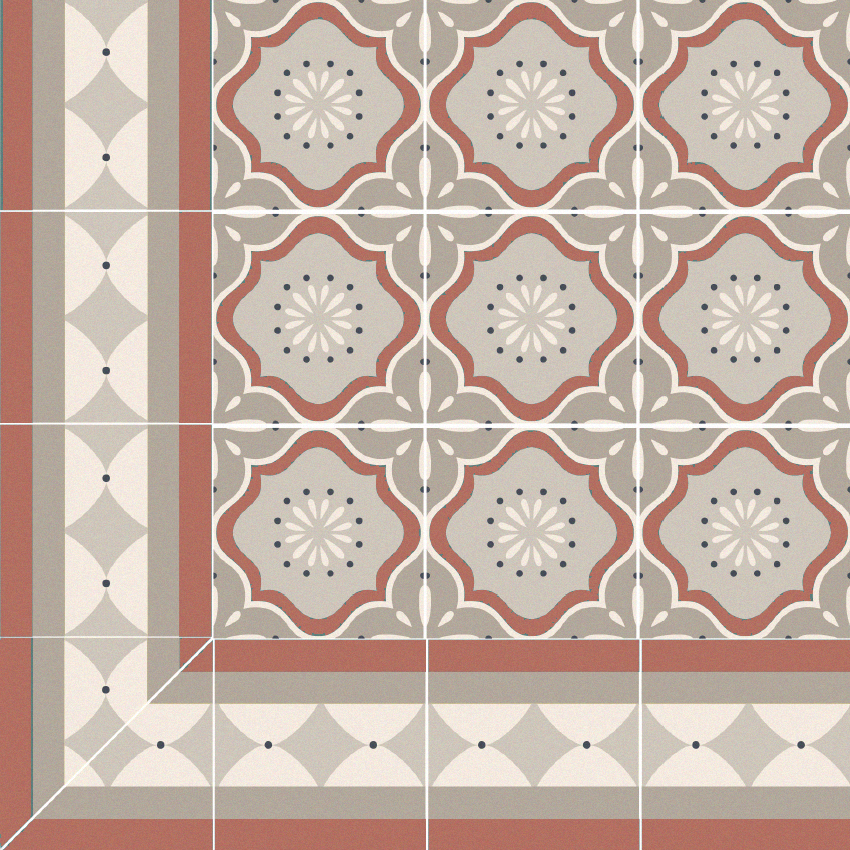 Stonehouse Studio Tissington Terracotta Border Patterned Wall and Floor ...