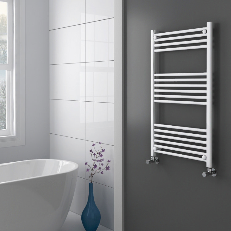 Diamond Heated Towel Rail - W600 x H1000mm - White - Straight at ...