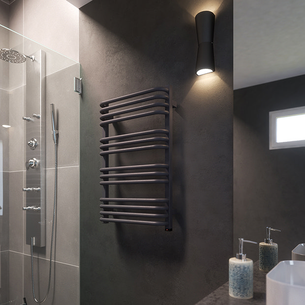 Terma Alex One H760 x W500mm Modern Grey Electric Only Towel Rail