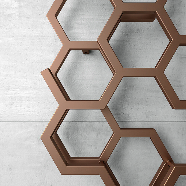 Terma Hex Bright Copper Designer Radiator H1700 x W573mm