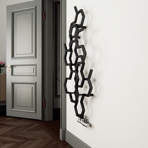 Terma Hex Matt Black Designer Radiator H1220 x W486mm