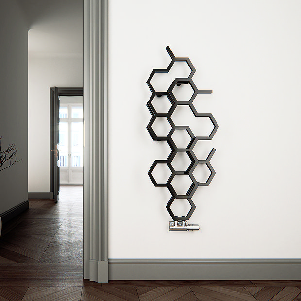 Terma Hex Matt Black Designer Radiator H1220 x W486mm