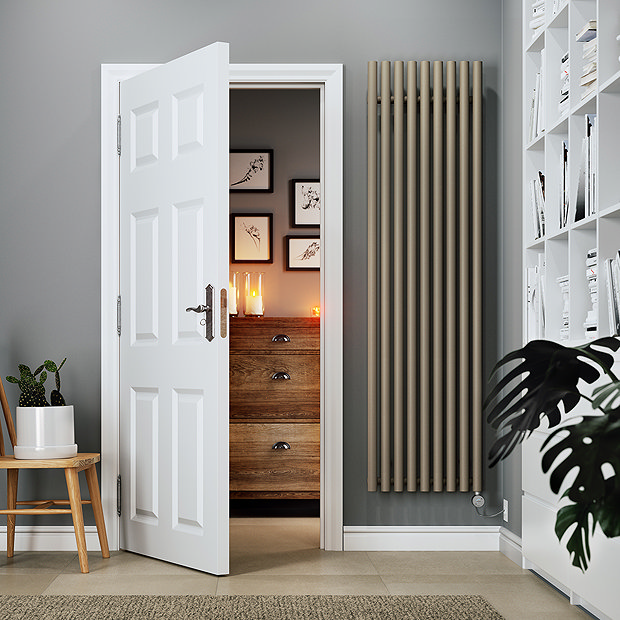 Terma Rolo Room E H1800 x W480mm Quartz Mocha Electric Only Towel Rail ...