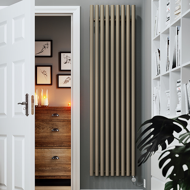 Terma Rolo Room E H1800 x W480mm Quartz Mocha Electric Only Towel Rail ...