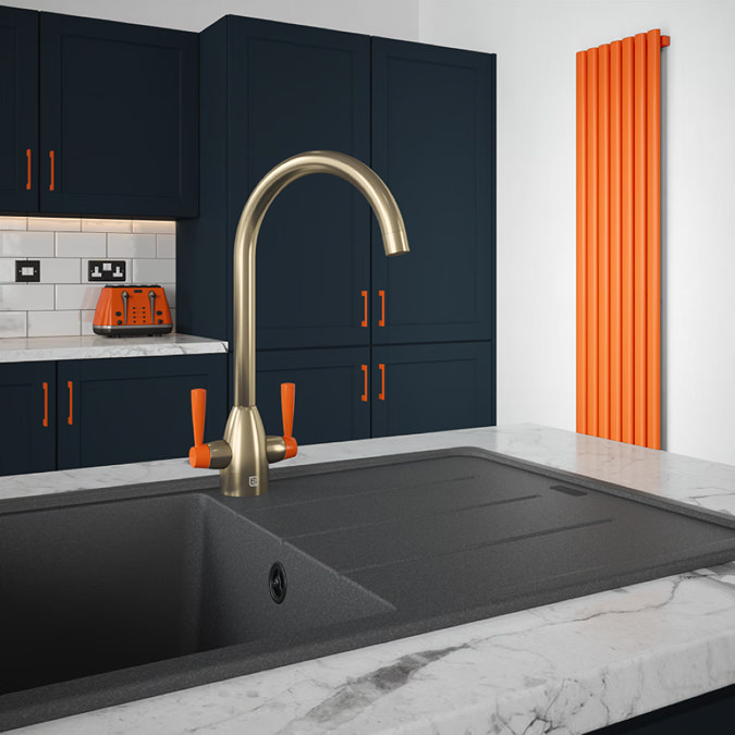The Tap Factory Brushed Brass Vibrance Duo Kitchen Mixer Tap