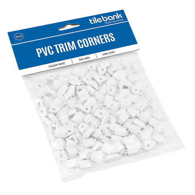Tilebank 8mm White PVC Tile Trim Corners - PCW8