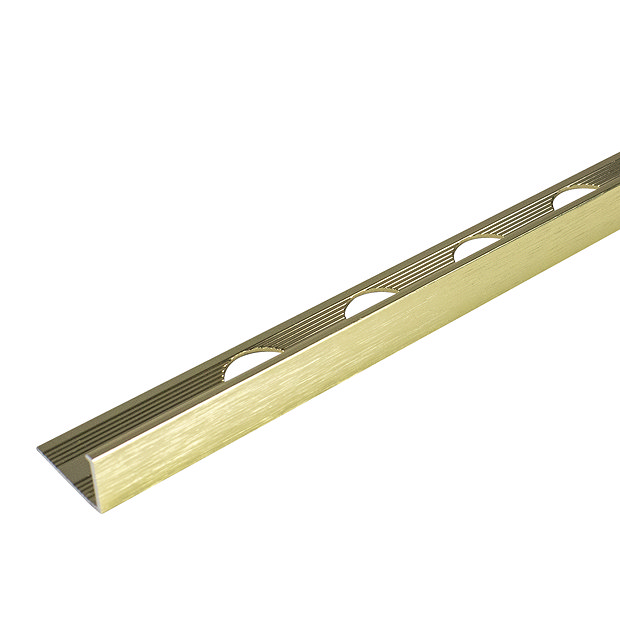 Tilebank Everyday 10mm Brushed Brass Aluminium Square Edge Tile Trim ...