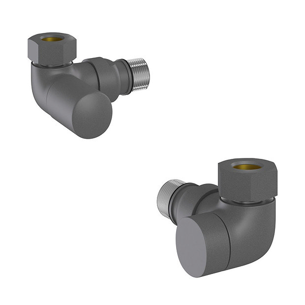 Tissino Hugo2 Double Angled Radiator Valves - Anthracite - 34-4034