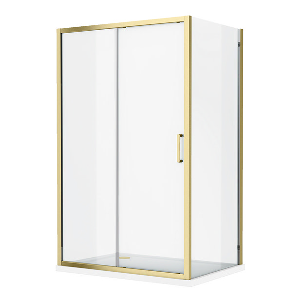 Toreno Brushed Brass 1200 X 800mm Sliding Door Shower Enclosure Without